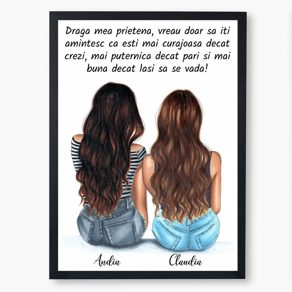 Tablou personalizat cu nume si mesaj pentru prietena – Revelarta.ro