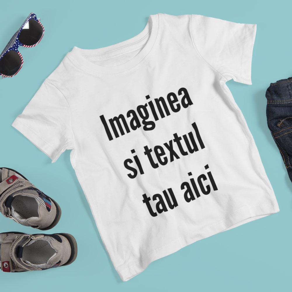 Tricou personalizat cu poza si text pentru copii – Revelarta.ro